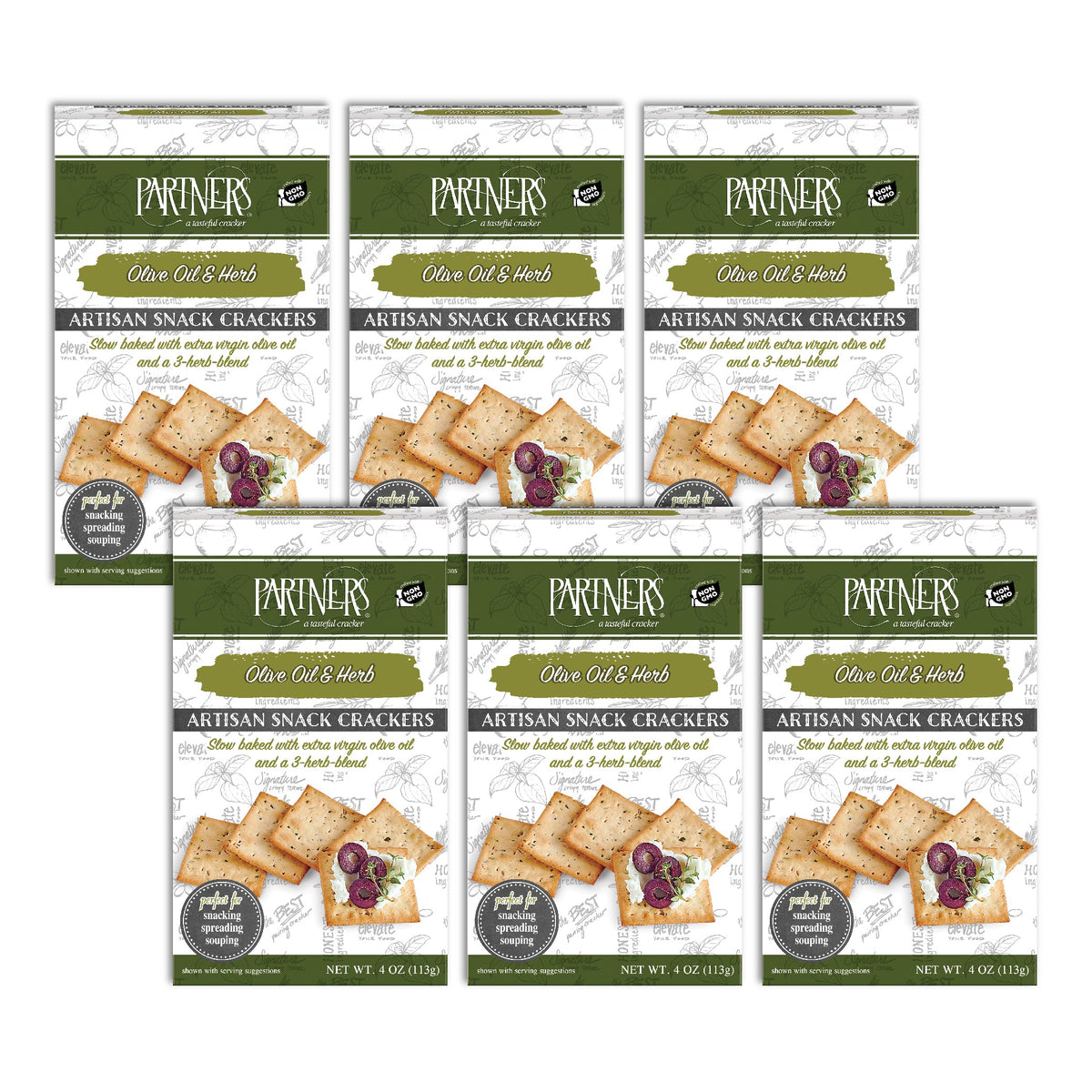 Partners : Snack Crackers : Olive Oil & Herb 6-Pack Case – PARTNERS, A ...